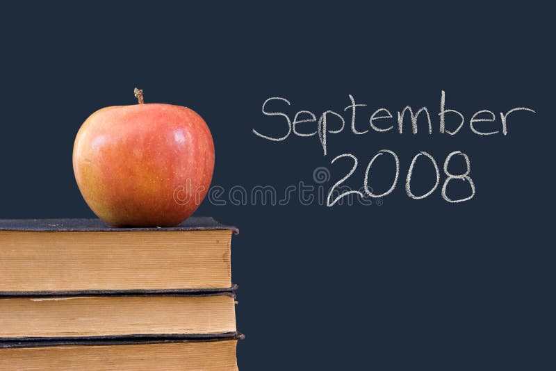 September 2008 Written on Blackboard with Apple Stock Image - Image of ...
