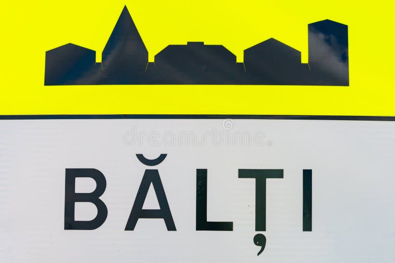 September 28, 2021 Balti Moldova. Pointer with the Name of the ...