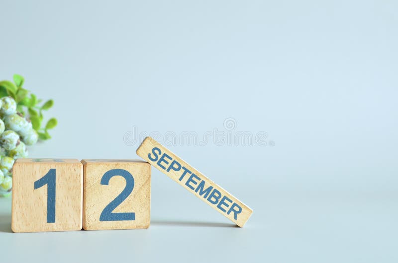 September 12, Calendar Cover Design with Number Cube with Green Fruit ...