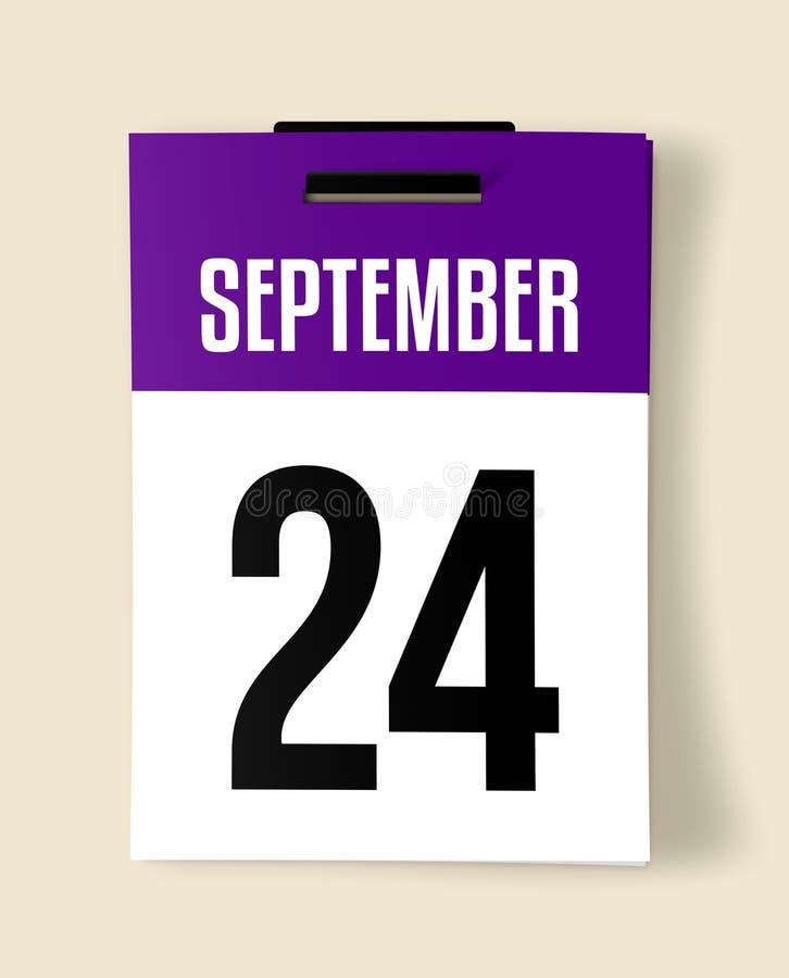 24 September Calendar Date, a Realistic Calendar Sheet Hanging on a ...