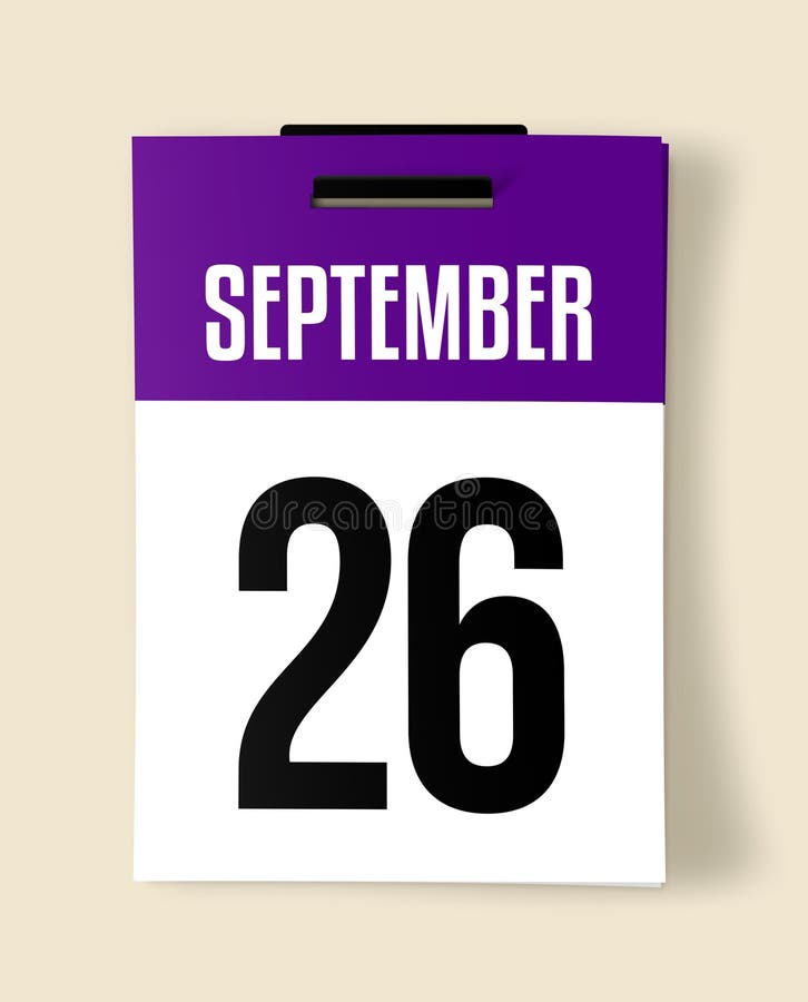 26 September Calendar Date, a Realistic Calendar Sheet Hanging on a ...