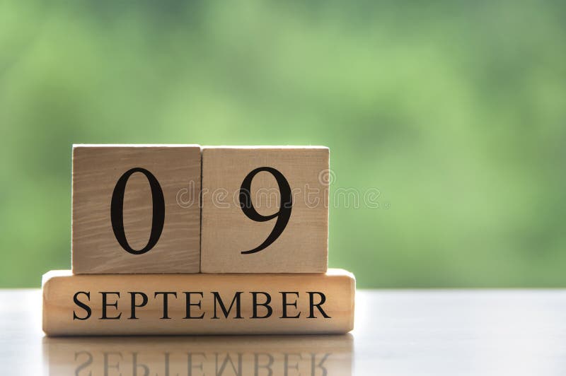 September 9 Calendar Date Text on Wooden Blocks with Copy Space for ...