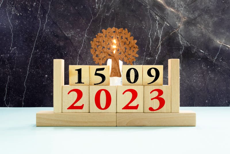 September 15 Calendar Date Text on Wooden Blocks with Copy Space for ...