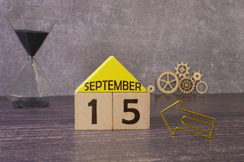 September 15 Calendar Date Text on Wooden Blocks with Copy Space for ...