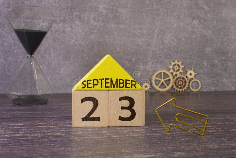September 23 Calendar Date Text on Wooden Blocks with Copy Space for ...