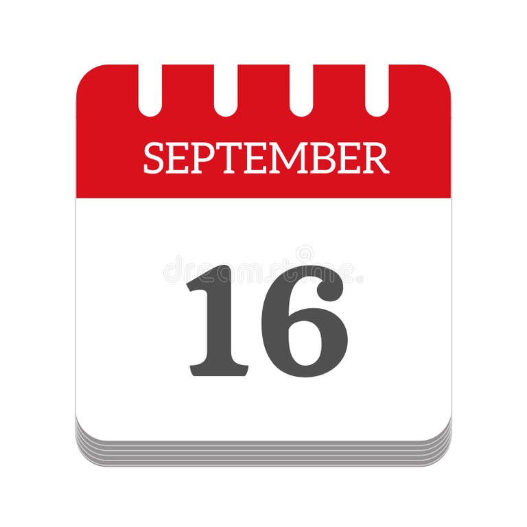 September 16 Calendar Flat Icon Stock Illustration - Illustration of ...