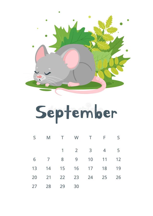 September Calendar Flat Vector Illustration Stock Vector - Illustration ...