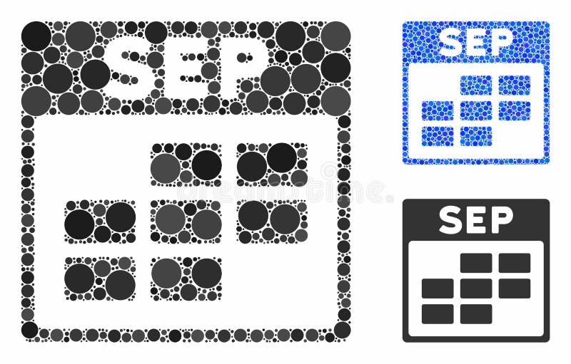 September Calendar Grid Mosaic Icon of Circle Dots Stock Illustration ...