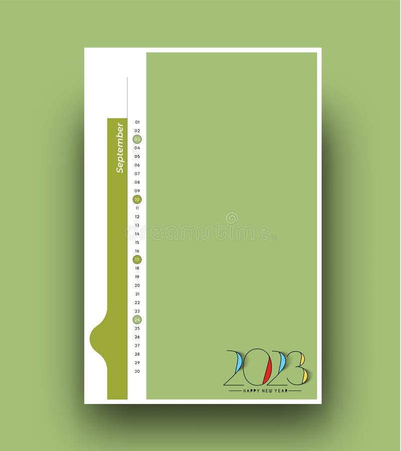 2023 September Calendar Happy New Year Template Design Stock Vector ...