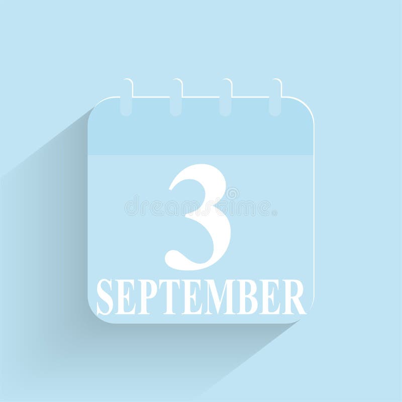 September 3 daily Calendar Icon Date and Time Day Month Holiday Flat ...