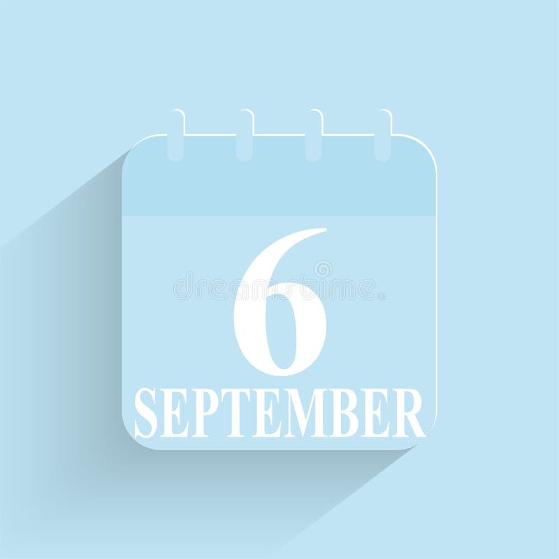 September 6 daily Calendar Icon Date and Time Day Month Holiday Flat ...