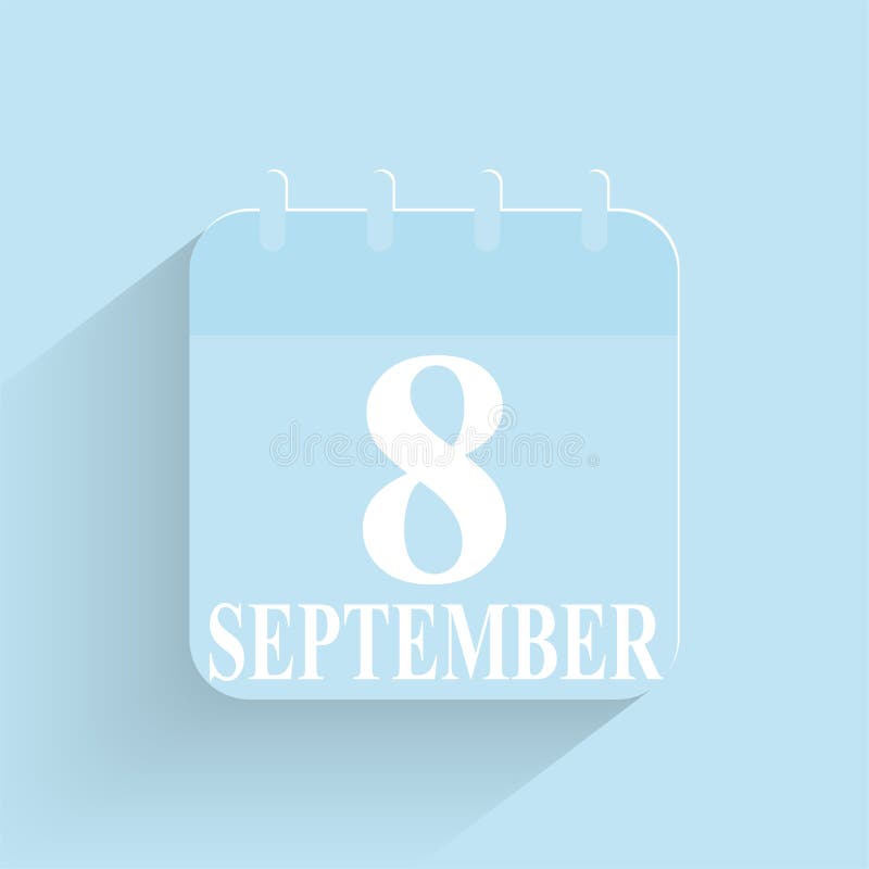 September 8 daily Calendar Icon Date and Time Day Month Holiday Flat ...