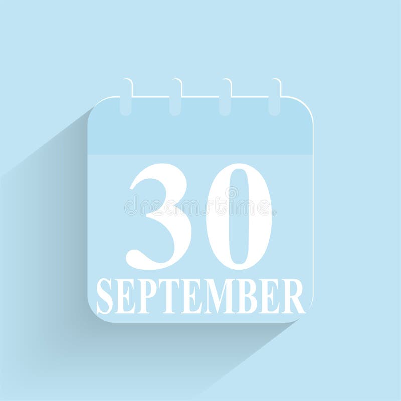 September 30 daily Calendar Icon Date and Time Day Month Holiday Flat ...