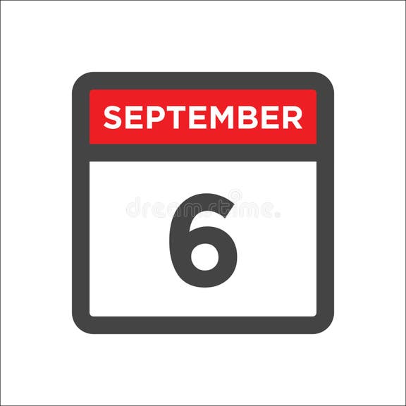 September 6 Calendar Icon with Day and Month Stock Vector ...