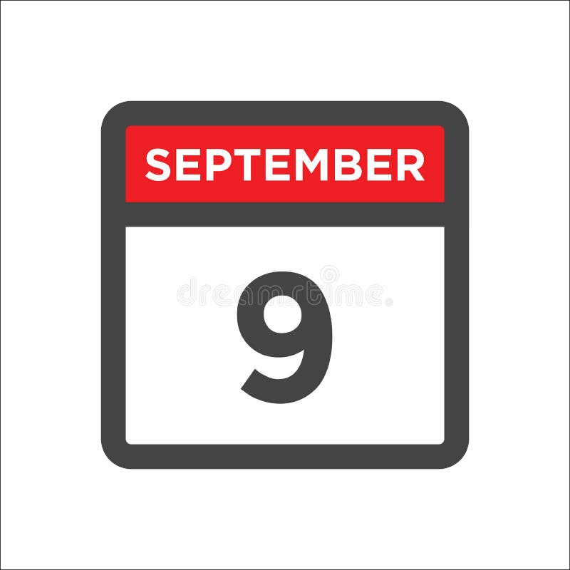 September 9 Calendar Icon with Day and Month Stock Vector ...
