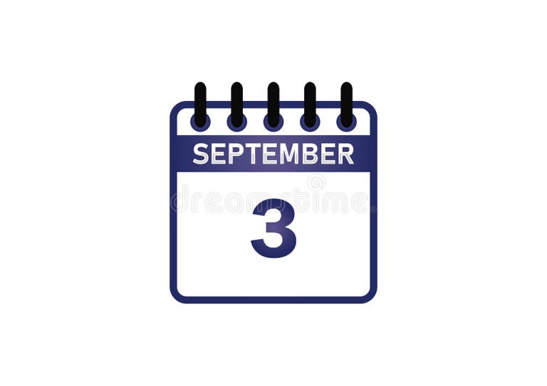 September 3 Calendar Icon stock vector. Illustration of notice - 369428153