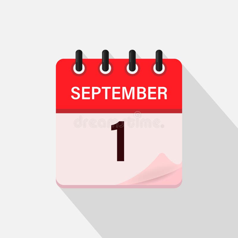 September 1, Calendar Icon with Shadow. Day, Month. Flat Vector ...