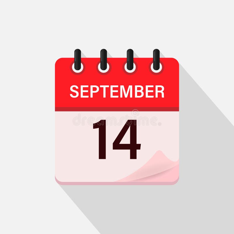 September 14, Calendar Icon with Shadow. Day, Month. Flat Vector ...