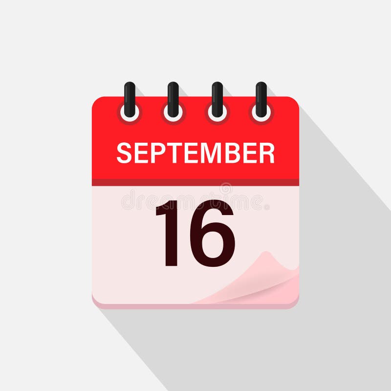 September 16, Calendar Icon with Shadow. Day, Month. Flat Vector ...