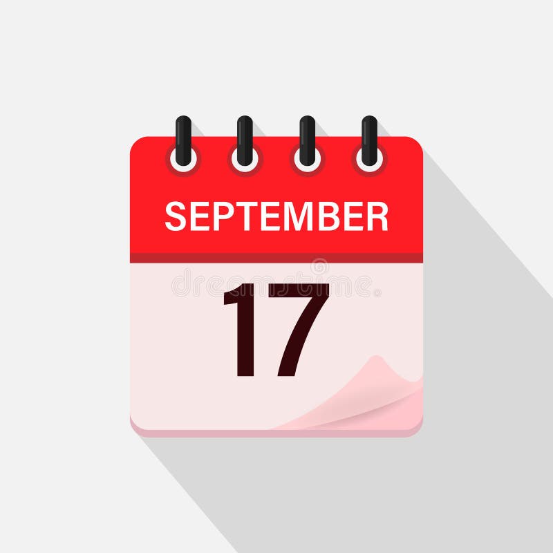 September 17, Calendar Icon with Shadow. Day, Month. Flat Vector ...