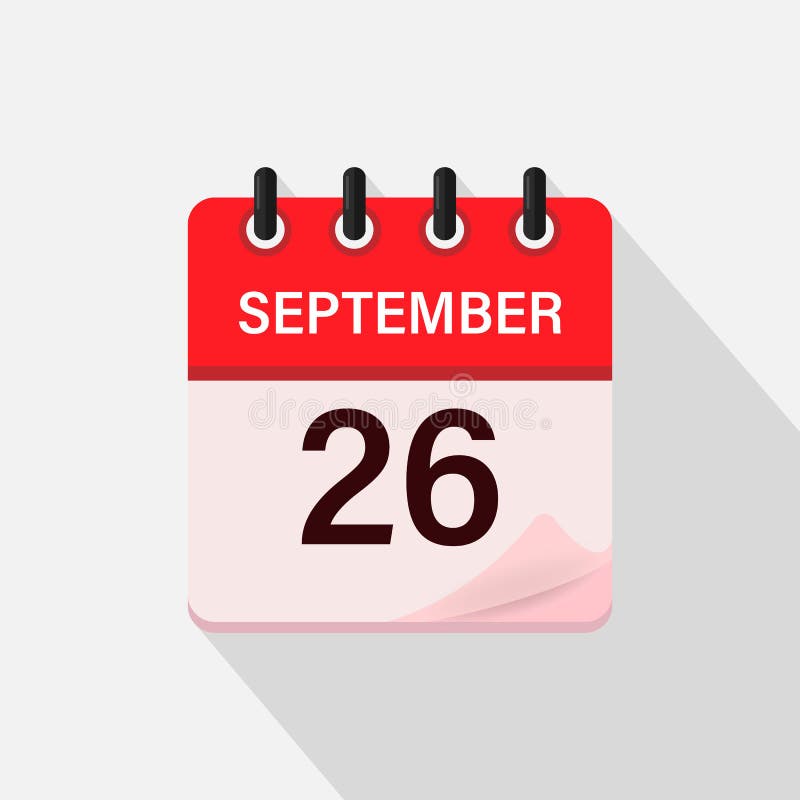 September 26, Calendar Icon with Shadow. Day, Month. Flat Vector ...