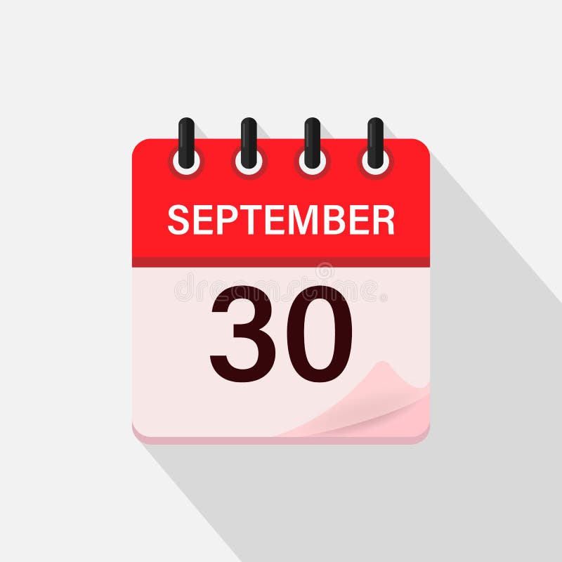September 30, Calendar Icon with Shadow. Day, Month. Flat Vector ...