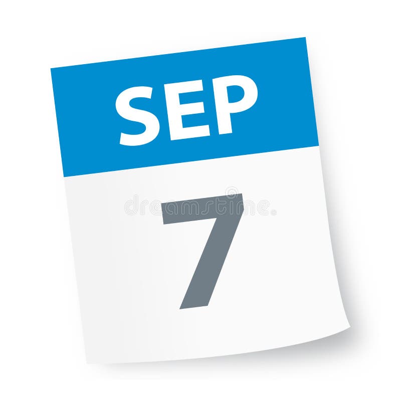 September 7 - Calendar Icon Stock Illustration - Illustration of blue ...