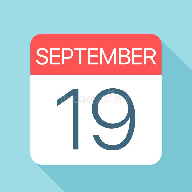 September 19 - Calendar Icon. Vector Illustration of One Day of Month ...