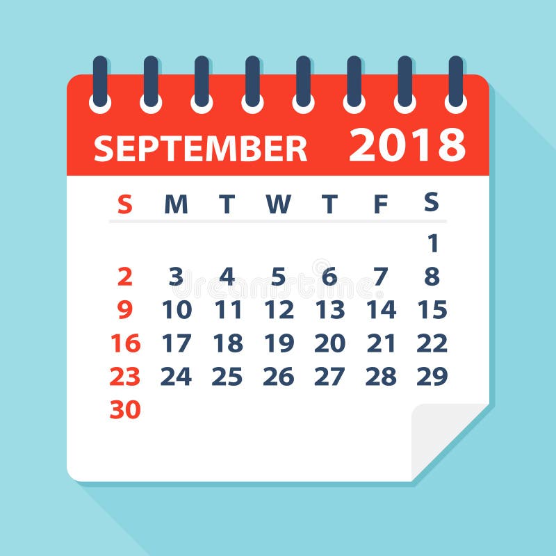 September 2018 Calendar Leaf - Illustration Stock Illustration ...