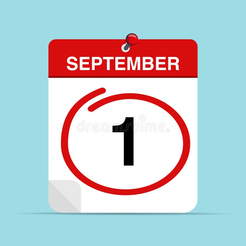 September 1 Calendar Leaf with Red Mark Stock Vector - Illustration of ...