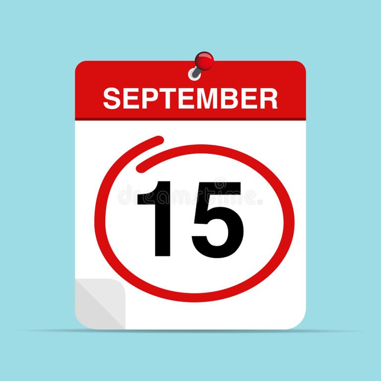 September 15 Calendar Leaf with Red Mark Stock Vector - Illustration of ...
