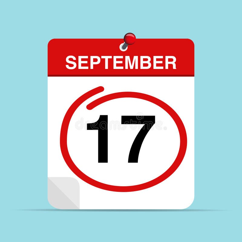 September 17 Calendar Leaf with Red Mark Stock Vector - Illustration of ...
