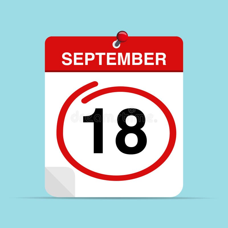 September 18 Calendar Leaf with Red Mark Stock Vector - Illustration of ...