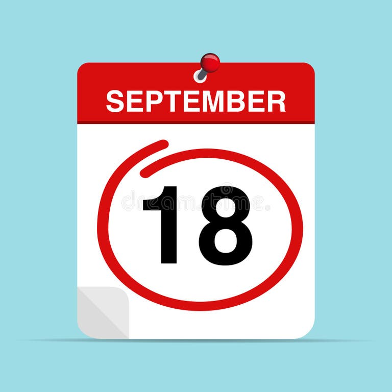 September 18 Calendar Leaf with Red Mark Stock Vector - Illustration of ...