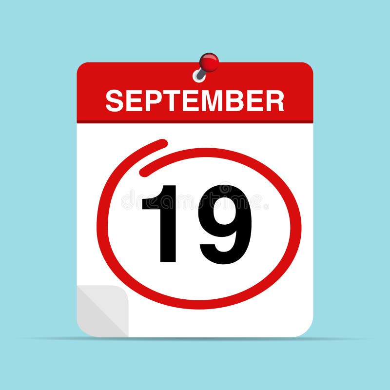 September 19 Calendar Leaf with Red Mark Stock Illustration ...