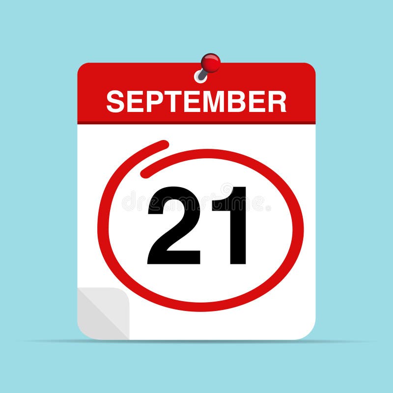 September 21 Calendar Leaf with Red Mark Stock Vector - Illustration of ...