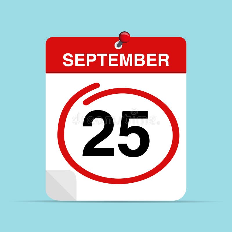 September 25 Calendar Leaf with Red Mark Stock Illustration ...