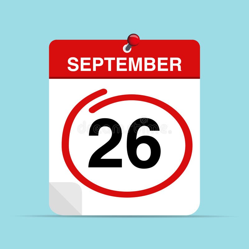 September 26 Calendar Leaf with Red Mark Stock Illustration ...