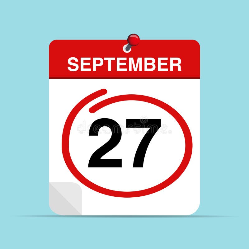 September 27 Calendar Leaf with Red Mark Stock Vector - Illustration of ...