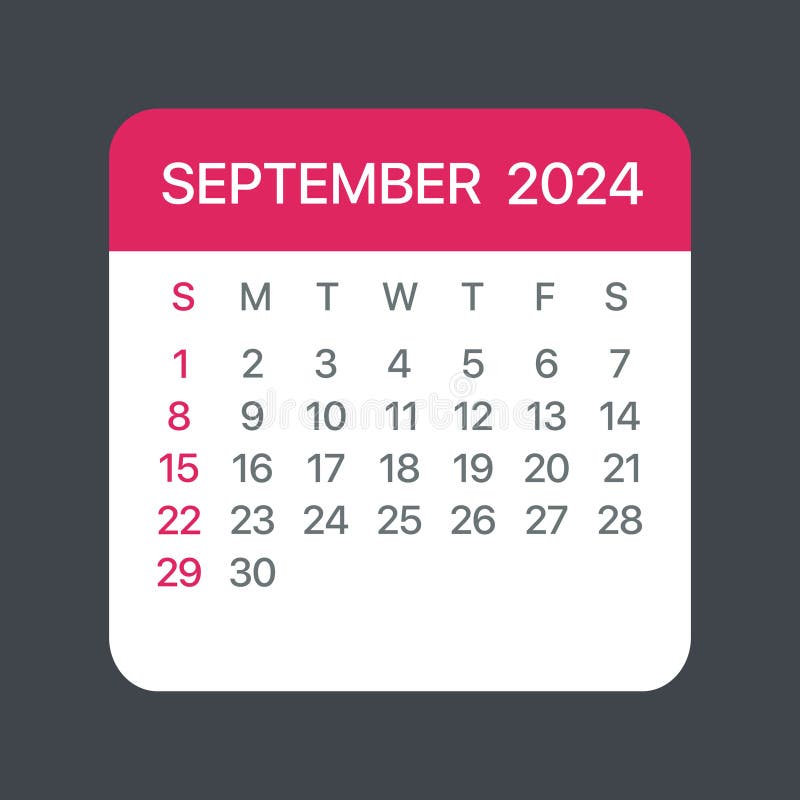 September 2024 Calendar Leaf - Vector Illustration. Week Starts on ...