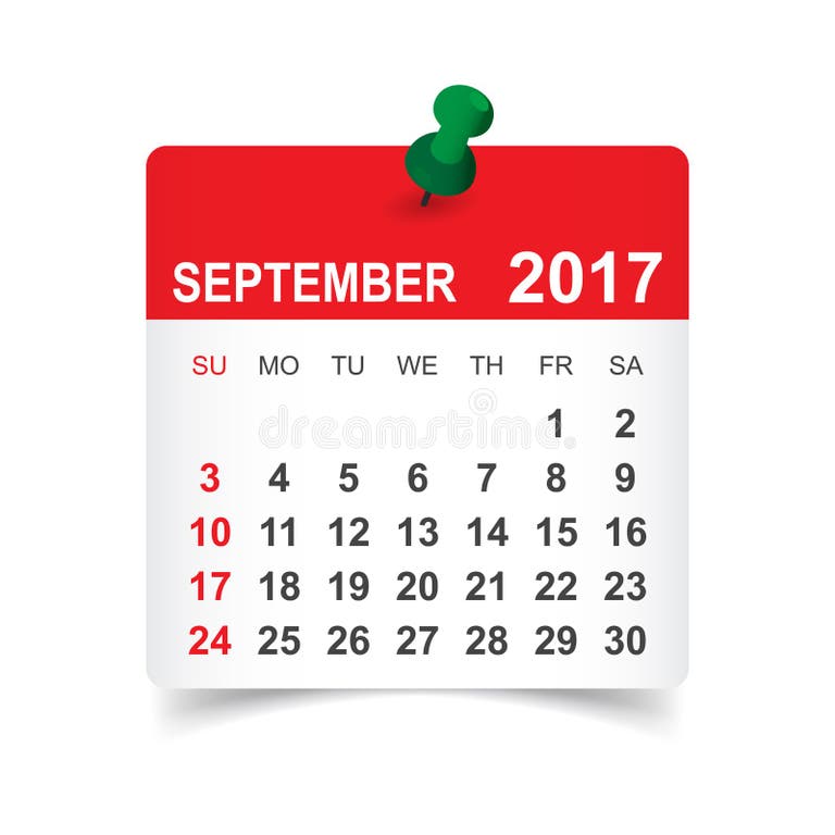September 2017 calendar stock vector. Illustration of weekly - 80259876