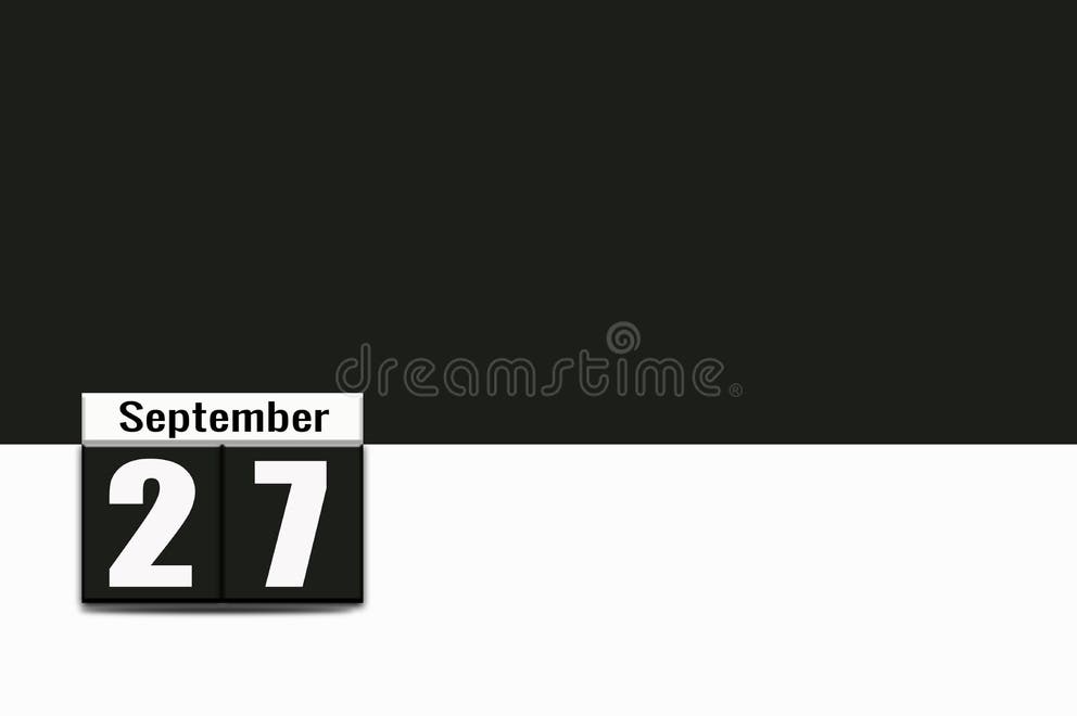 September 27, Calendar of September, White and Dark Background with ...