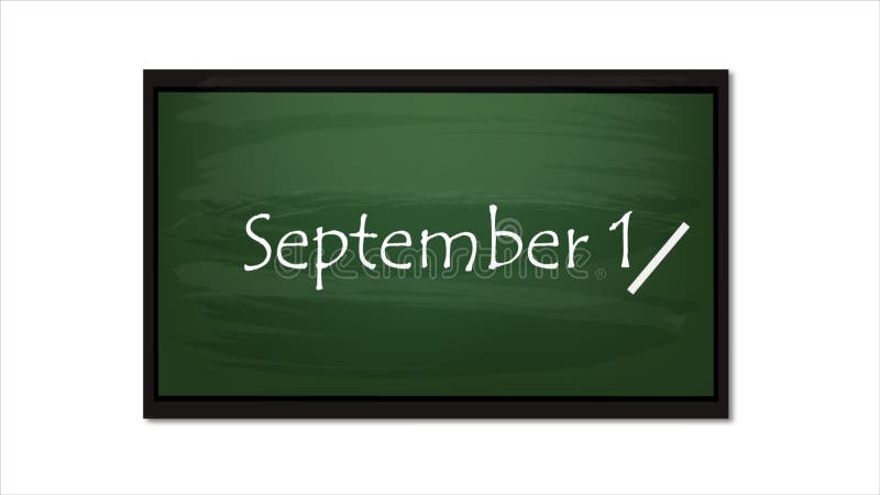 1 September Chalk on a Blackboard Stock Footage - Video of education ...