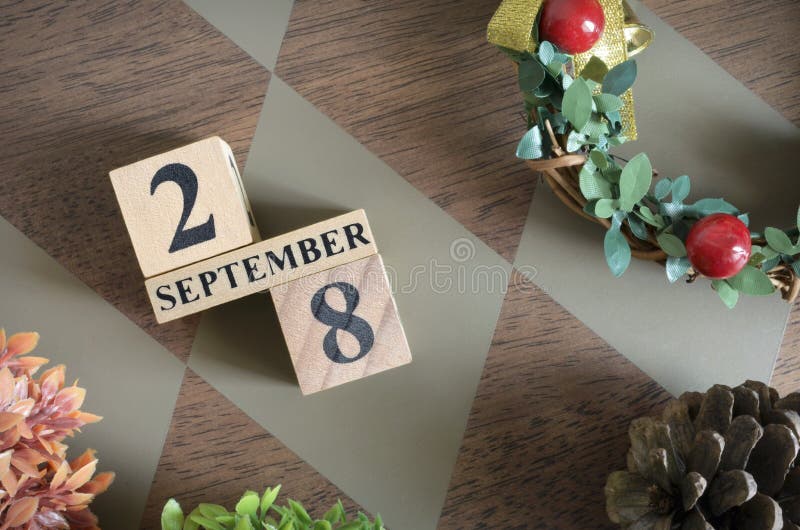 September 28, Christmas Date Design with Number Cube. Stock Image ...