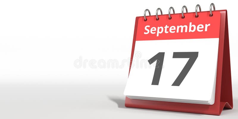 September 17 Date on the Flip Calendar Page, 3d Rendering Stock ...