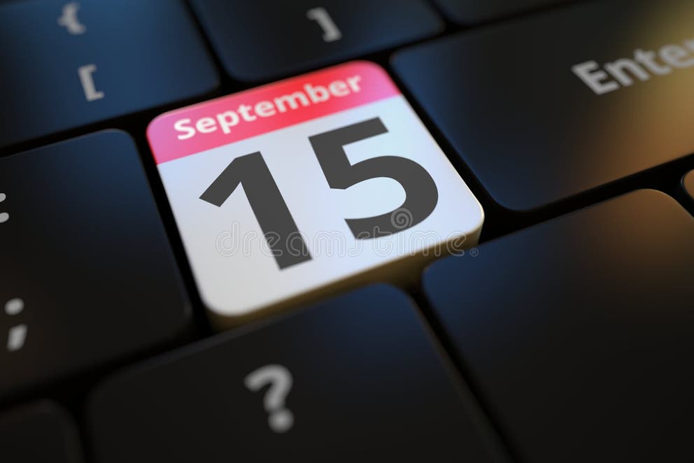 September 15 Date on a Keyboard Key, 3d Rendering Stock Illustration ...