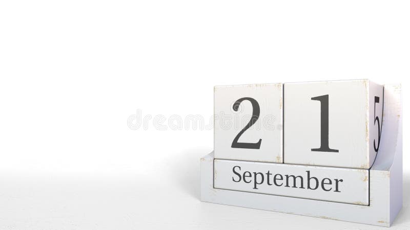 September 21 Date on Wood Bricks Calendar. 3D Rendering Stock ...