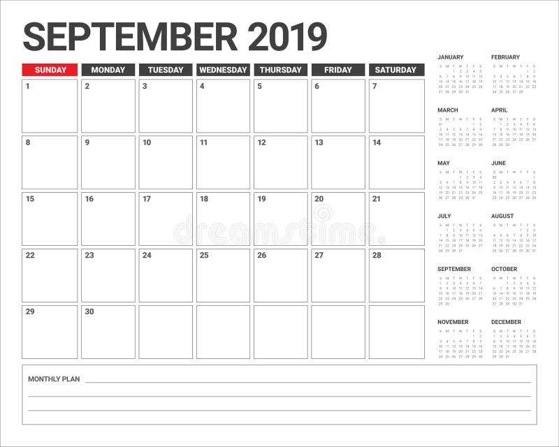 September 2019 Desk Calendar Vector Illustration Stock Vector ...