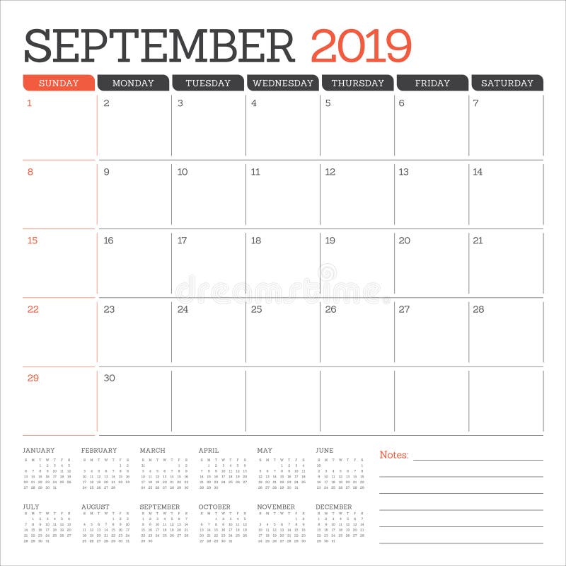 September 2019 Desk Calendar Vector Illustration Stock Vector ...