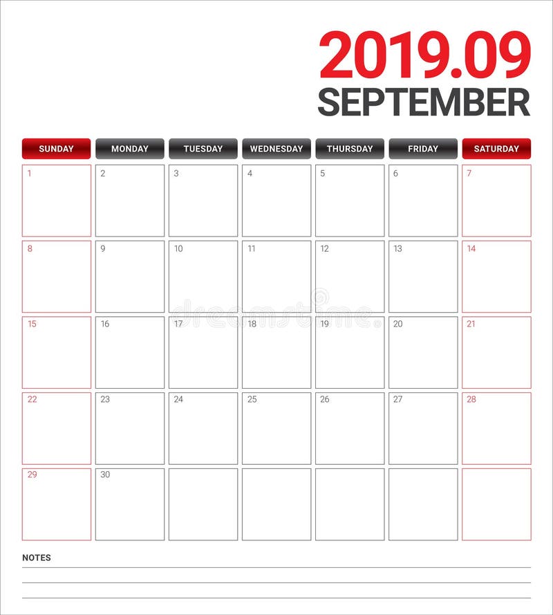 September 2019 Desk Calendar Vector Illustration Stock Vector ...